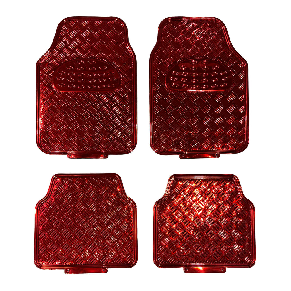 Python Red Rubber Aluminium Look 4 Piece Floor Mat Set | IRONSKIN ...