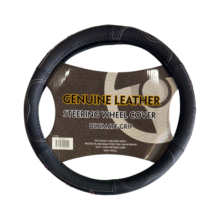 Genuine Leather Steering Wheel Cover (Style 02) | Universal | IRONSKIN ...